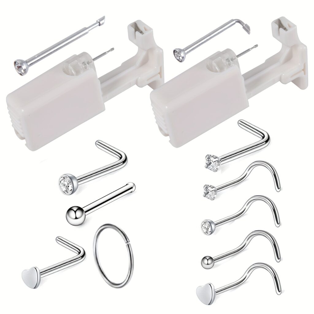 Ultimate Nose Piercing Kit 11piece Set With Disposable Guns Rings ...