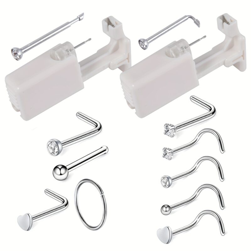 Ultimate Nose Piercing Kit 11piece Set With Disposable Guns Rings ...