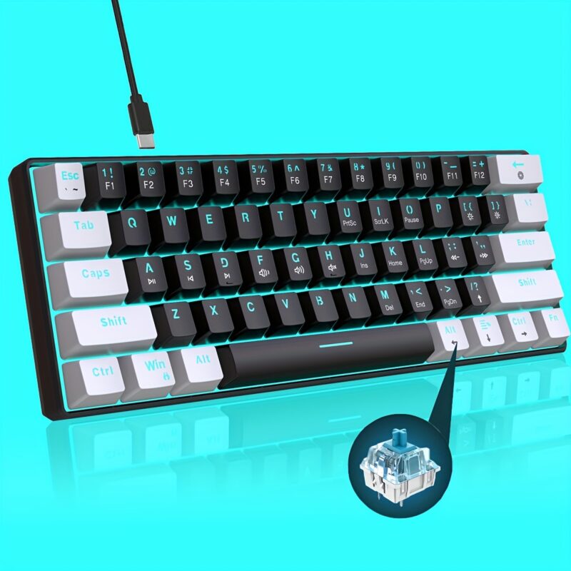 Green Switch 61key Usbc Mechanical Keyboard Dual Color Keycaps - Free ...