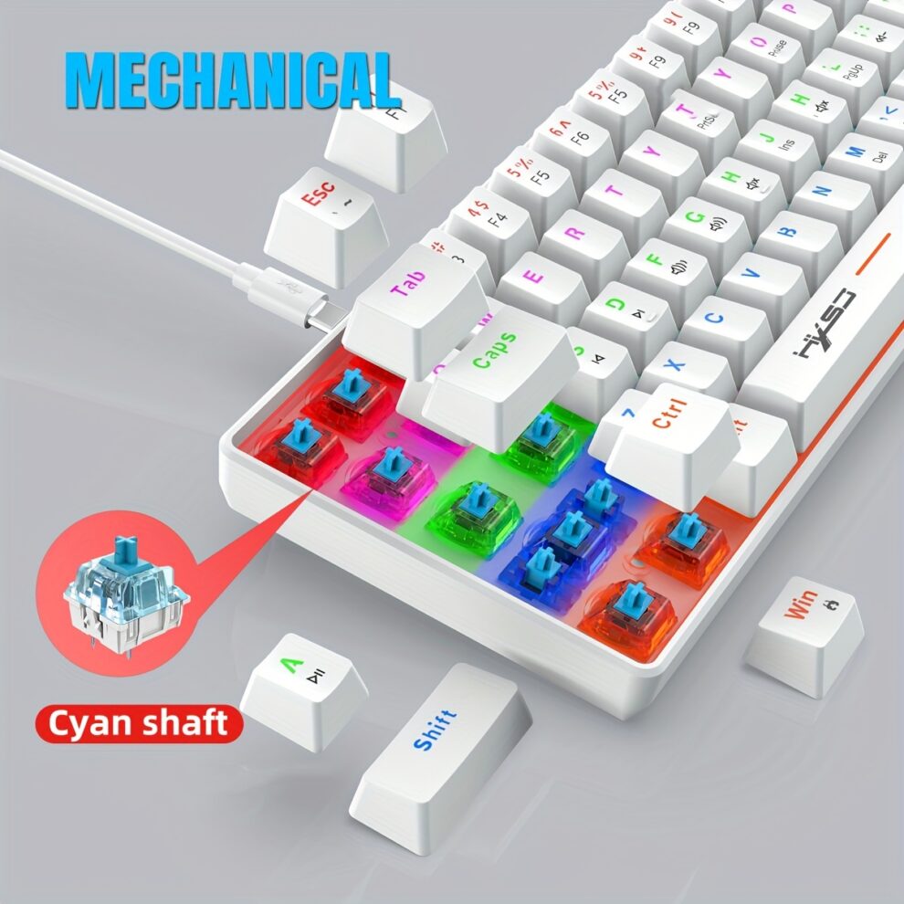 Green Switch 61key Usbc Mechanical Keyboard Dual Color Keycaps - Free ...