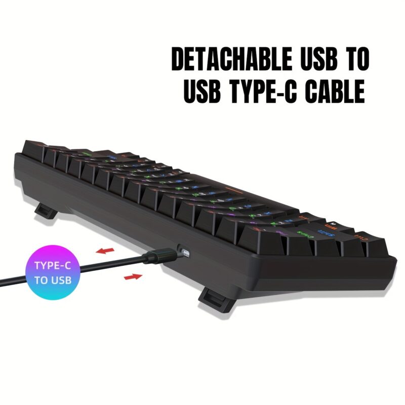 Green Switch 61key Usbc Mechanical Keyboard Dual Color Keycaps - Free ...