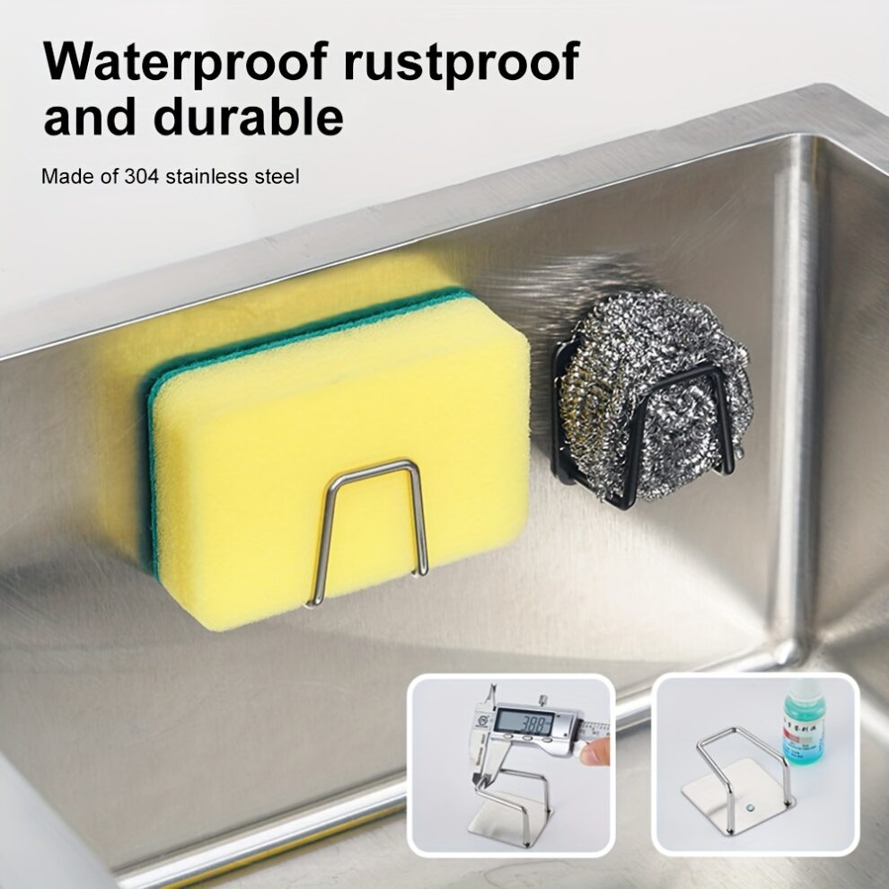 Stainless Steel Kitchen Sink Sponge Holder Adhesive Wallmounted Storage ...