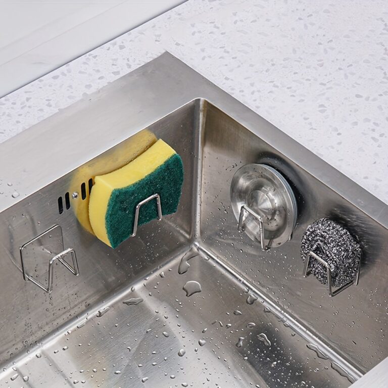 Stainless Steel Kitchen Sink Sponge Holder Adhesive Wallmounted Storage ...