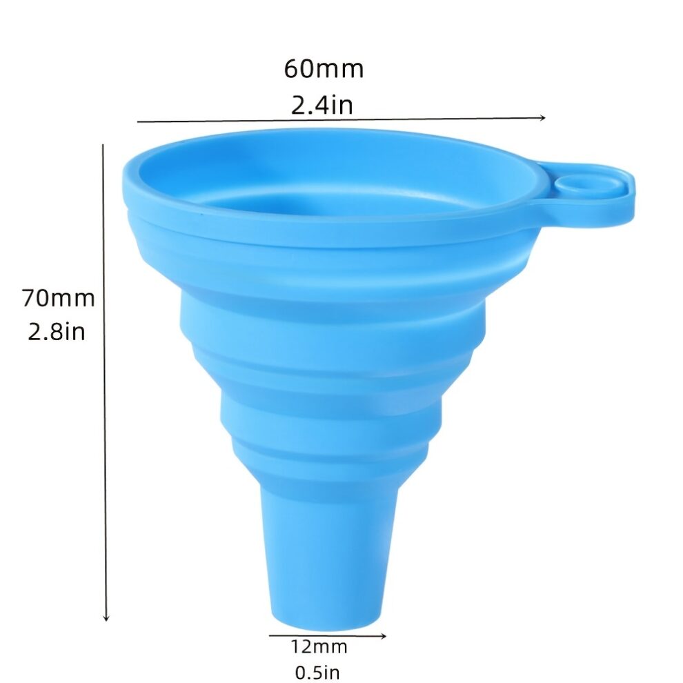 Collapsible Blue Silicone Funnel Spacesaving Foodsafe Easy Kitchen ...