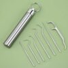 Portable Stainless Steel Reusable Toothpicks Set Travel Floss Cleaning ...