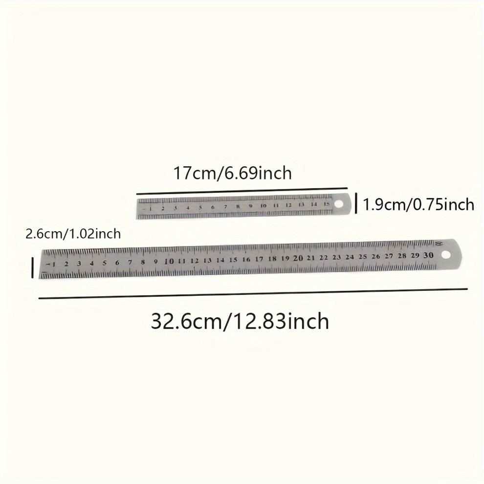 Doublesided Stainless Steel Ruler Precision Measuring Tool For School ...