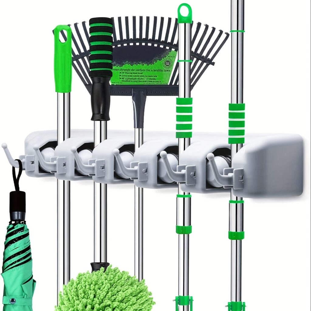 Wall Mounted Mop Broom Holder Space Saving Home Storage Rack - Free ...