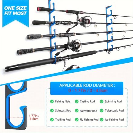 1pack H5 Wallceiling Mounted Horizontal Fishing Rod Holder Rack - Free ...
