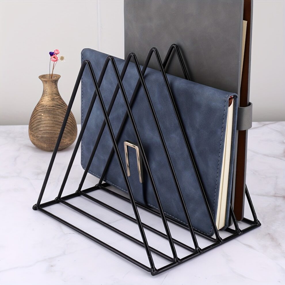 Triangular Fivegrid Iron Desktop Bookshelf File Organizer Rack - Free ...