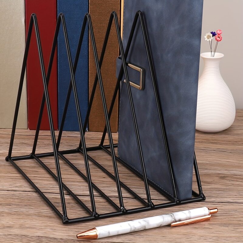 Triangular Fivegrid Iron Desktop Bookshelf File Organizer Rack - Free ...