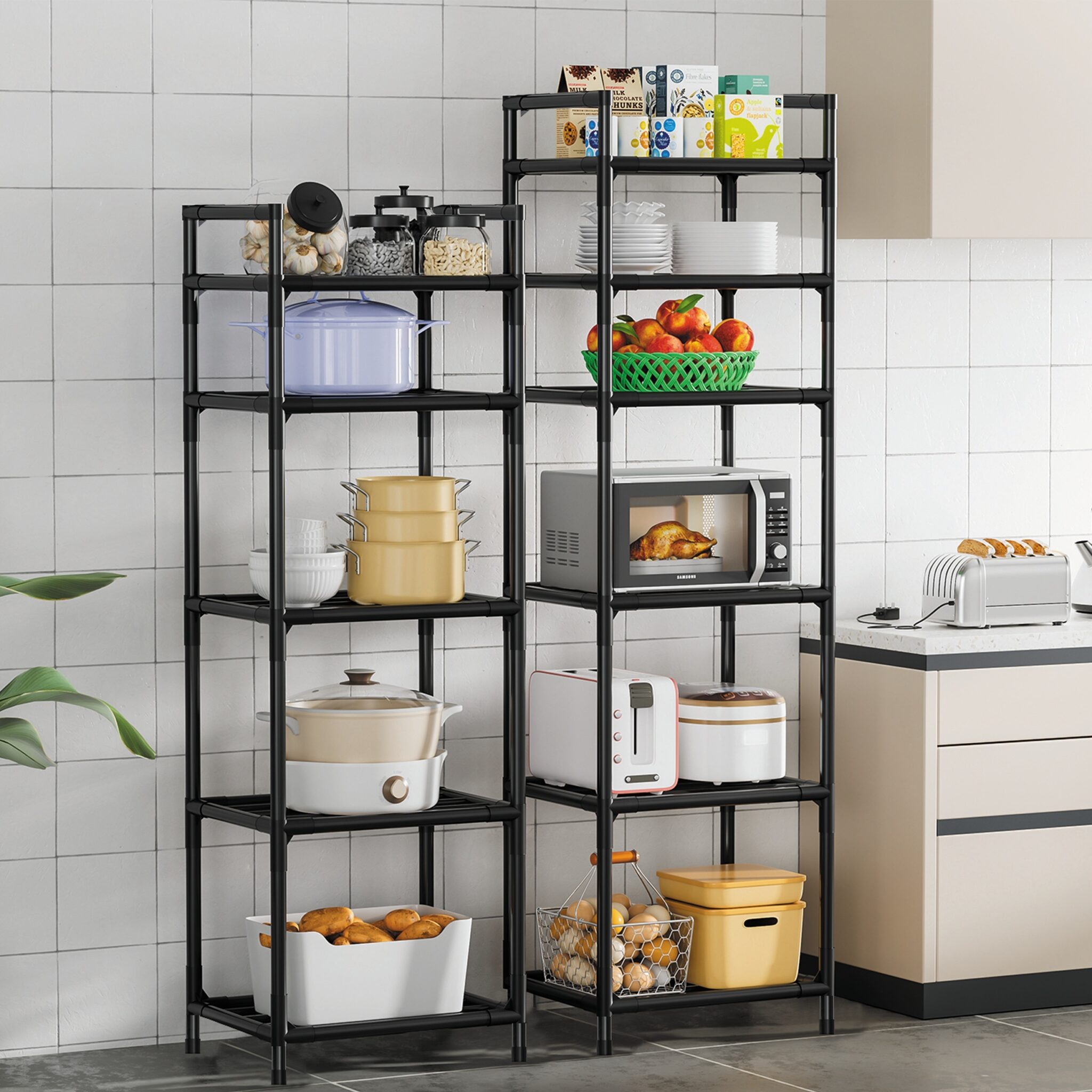4tier Stainless Steel Storage Rack White Asian Style Spacesaving ...
