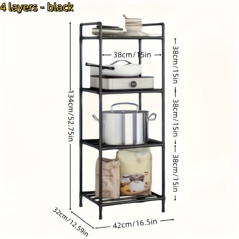 4tier Stainless Steel Storage Rack White Asian Style Spacesaving ...