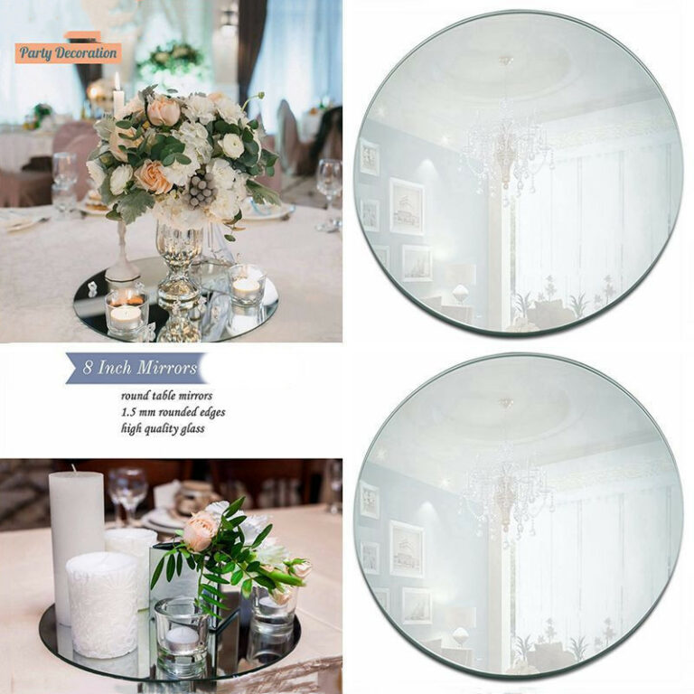 Acrylic Round Mirror Trays Wedding Baby Shower Birthday Centerpieces ...