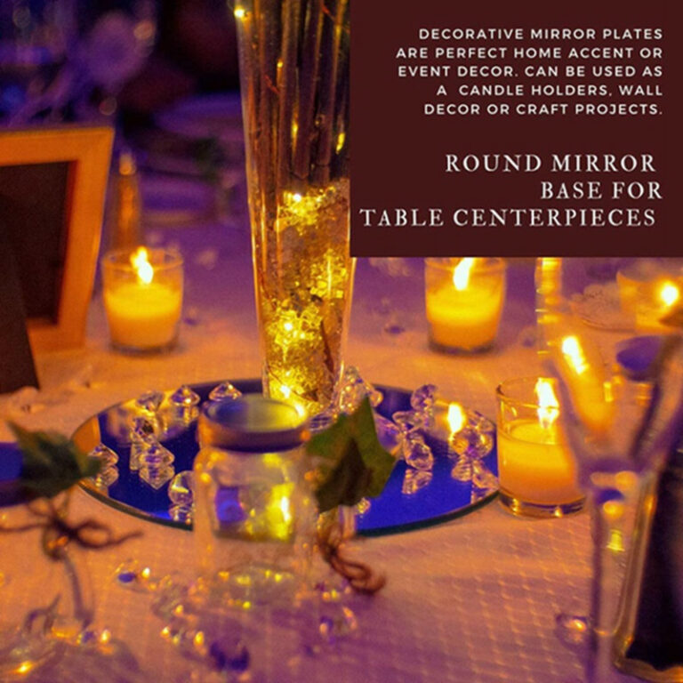 Acrylic Round Mirror Trays Wedding Baby Shower Birthday Centerpieces ...