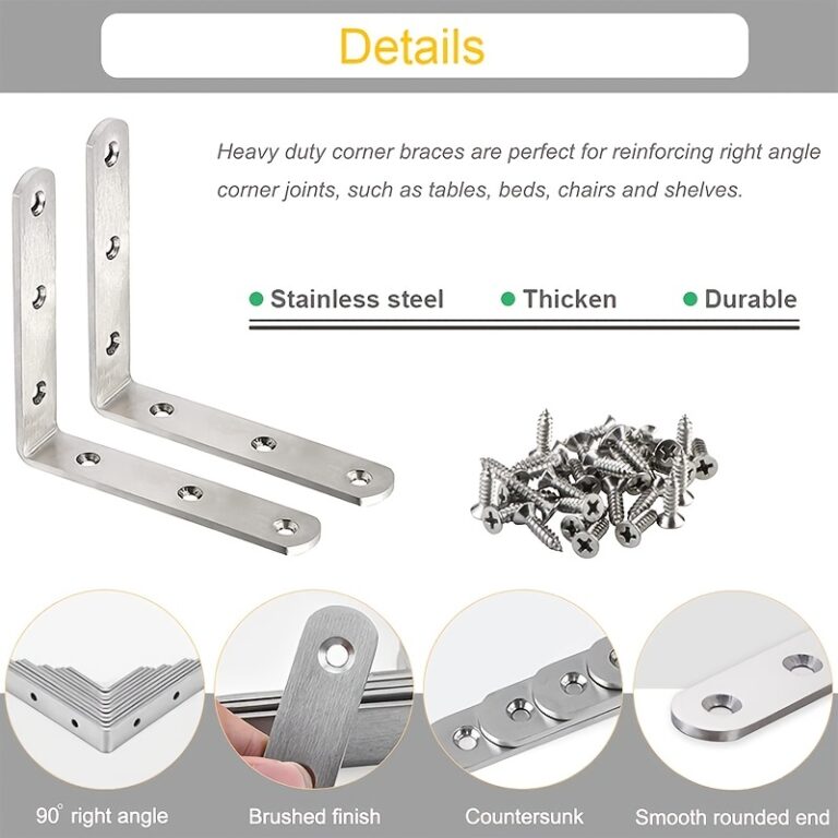 Heavyduty Stainless Steel L Bracket Rustresistant Shelf Diy Support ...