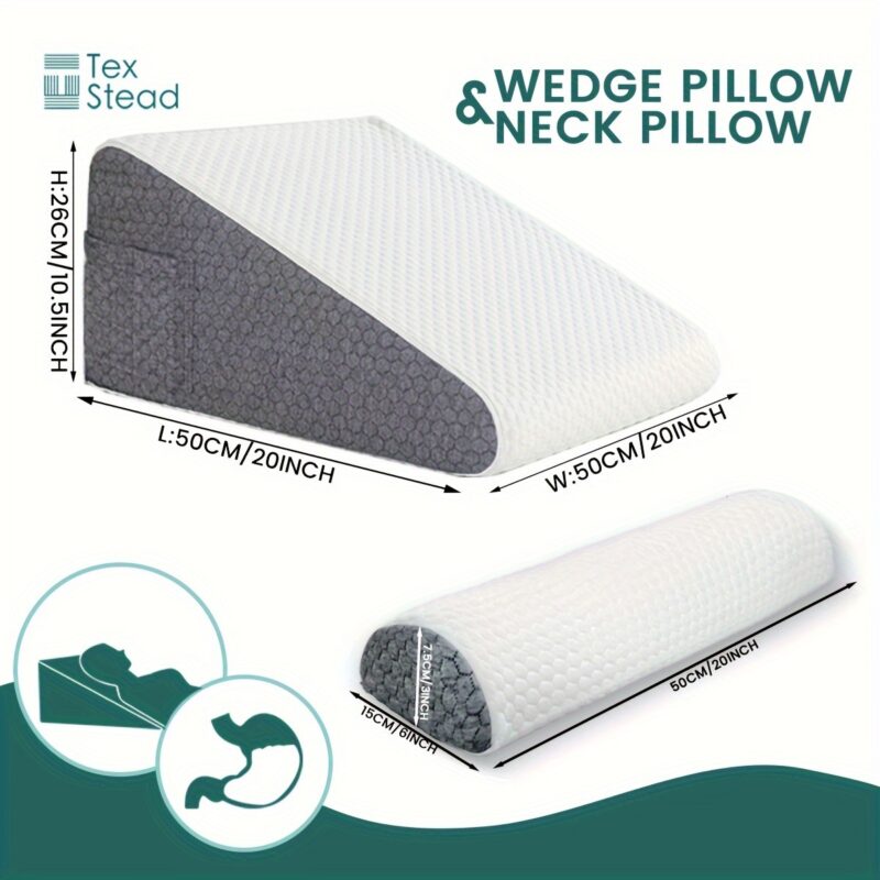 Orthopedic Memory Foam Wedge Pillow Set Back Leg Knee Support - Free ...