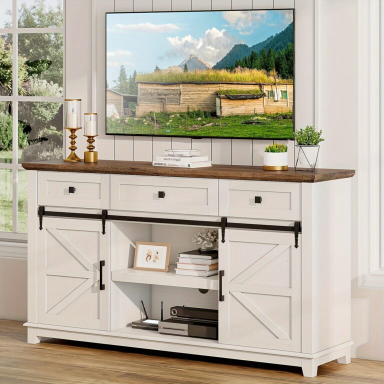 Rustic Farmhouse Tv Stand With Sliding Barn Door 59 Entertainment Center - Free Shipping Worldwide