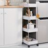 Slim Rolling Bathroom Storage Cart Mobile Shelves For Tight Spaces ...