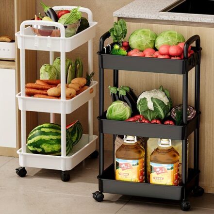 Compact Multilayer Trolley Storage Cart With Wheels For Home ...