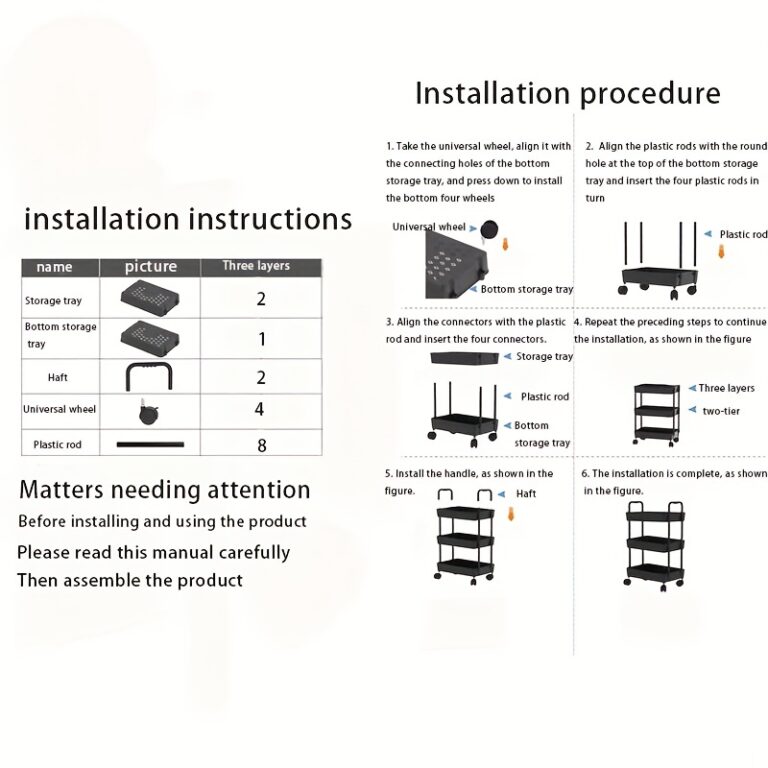 Compact Multilayer Trolley Storage Cart With Wheels For Home ...