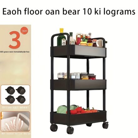 Compact Multilayer Trolley Storage Cart With Wheels For Home ...