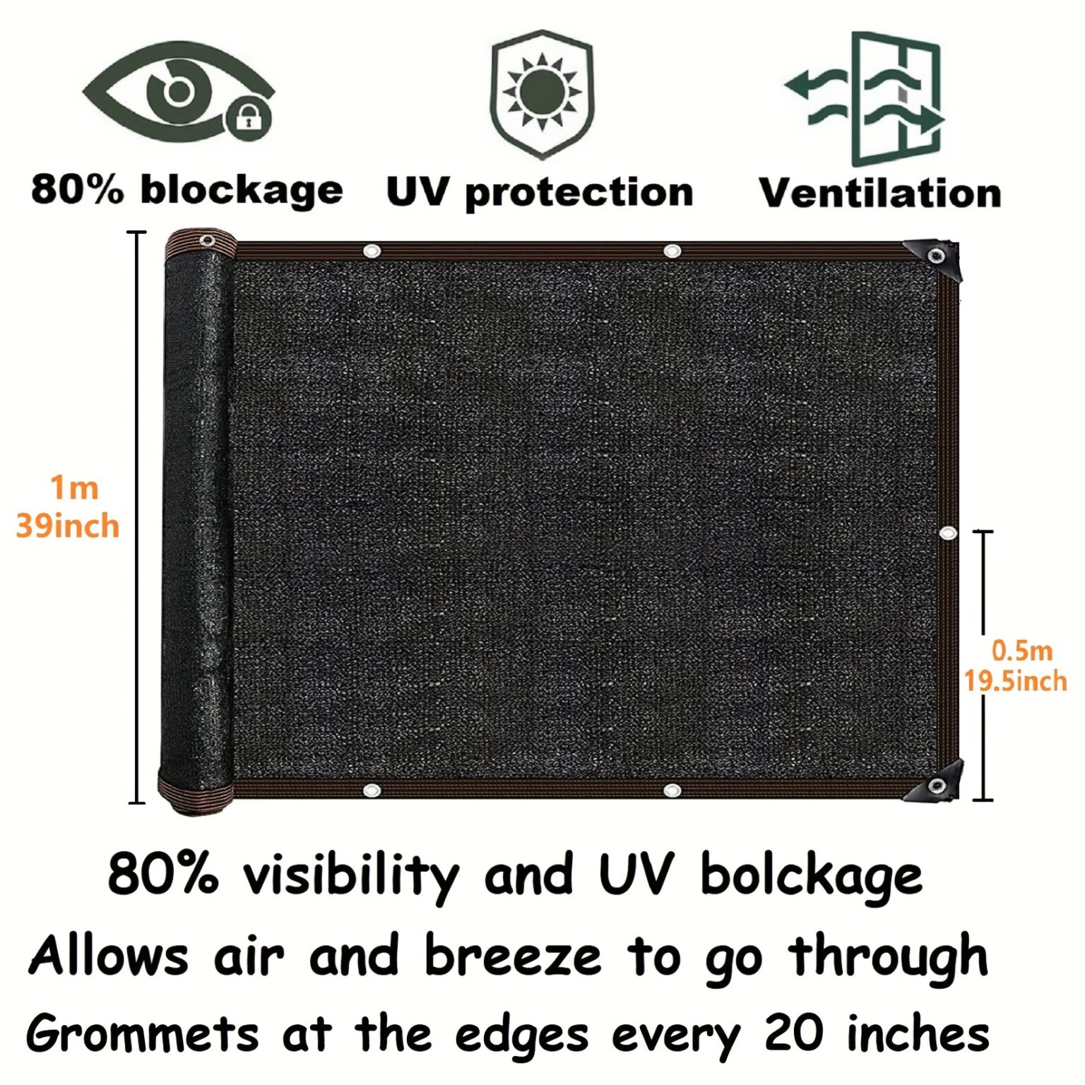 Black Balcony Privacy Screen Cover Patio Deck Porch Shade Cloth - Free ...