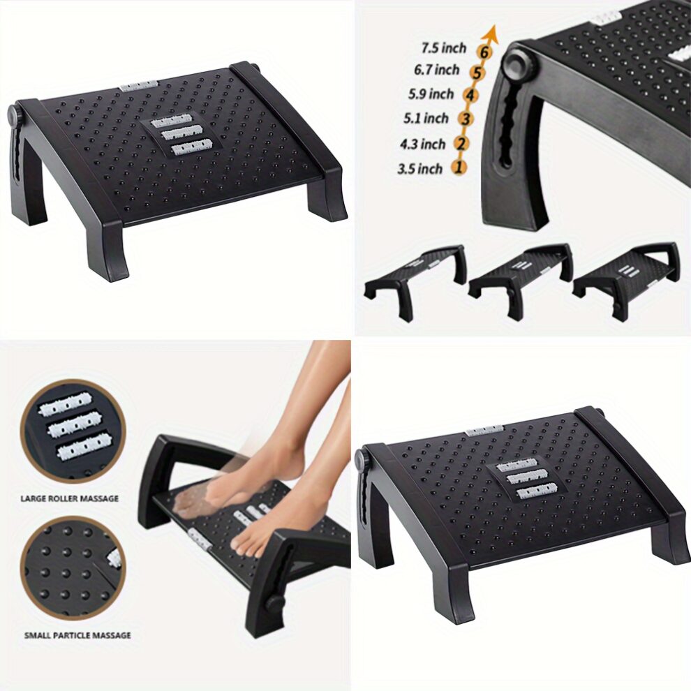 Ergonomic Adjustable Underdesk Footrest With Massage Rollers 6 Height ...