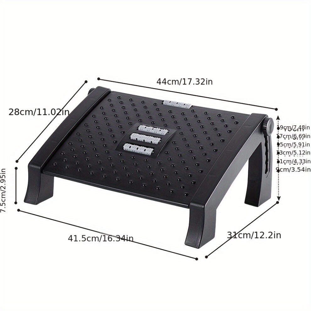 Ergonomic Adjustable Underdesk Footrest With Massage Rollers 6 Height ...