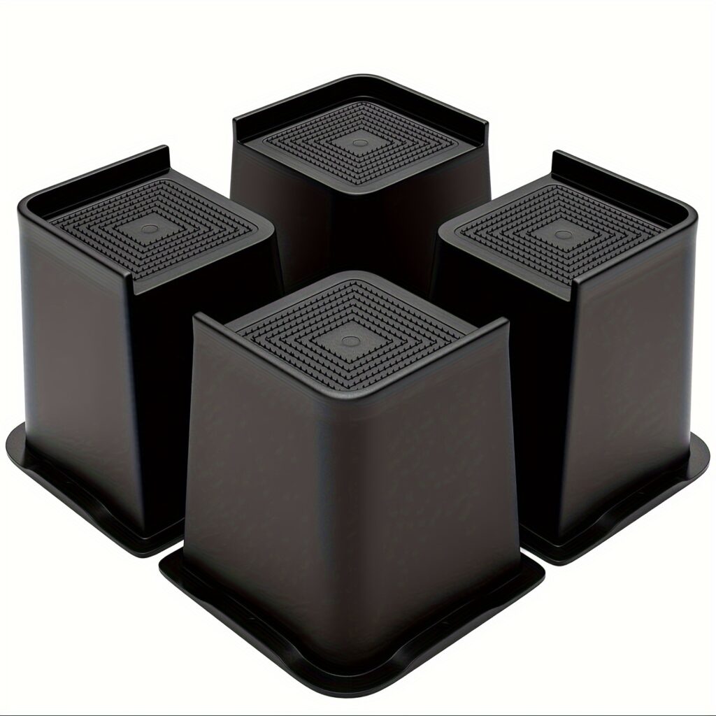 6inch Heavy Duty Black Bed Risers 4 Pack Furniture Elevators - Free ...