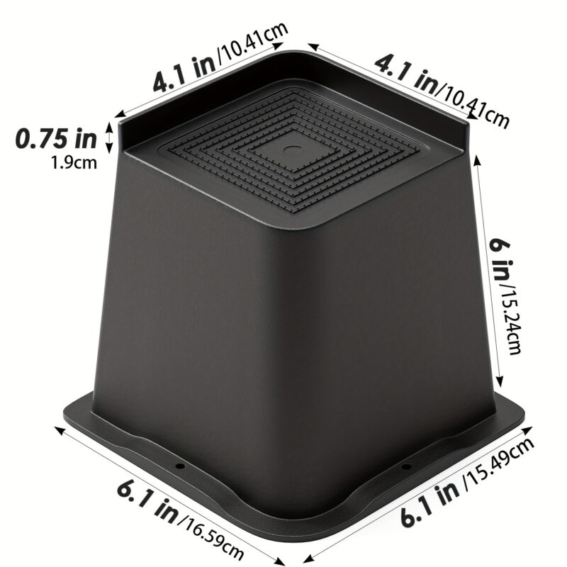 6inch Heavy Duty Black Bed Risers 4 Pack Furniture Elevators - Free ...