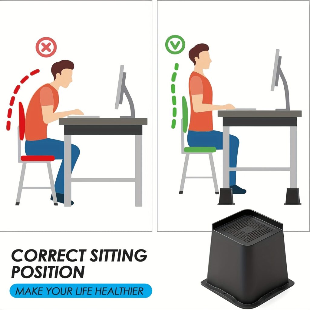 6inch Heavy Duty Black Bed Risers 4 Pack Furniture Elevators - Free ...