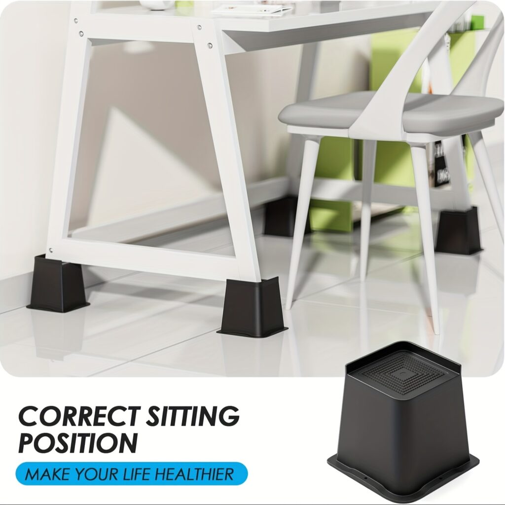 6inch Heavy Duty Black Bed Risers 4 Pack Furniture Elevators - Free ...