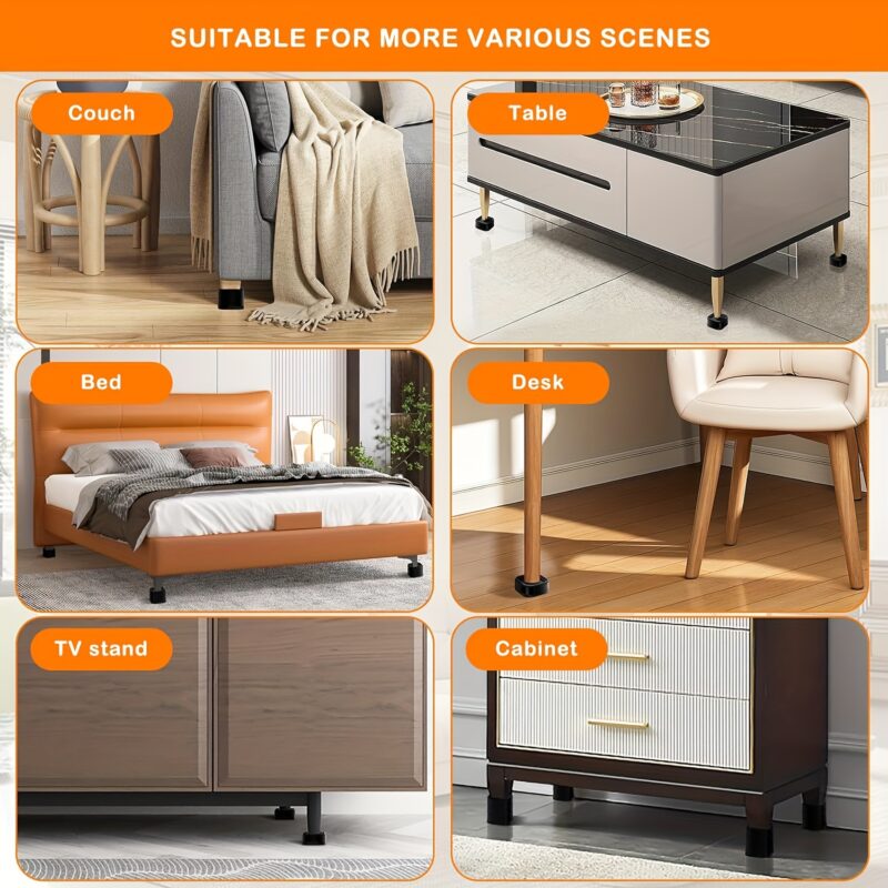 Adjustable Heavy Duty Bed Furniture Risers 4pcs 1 Stackable Black ...