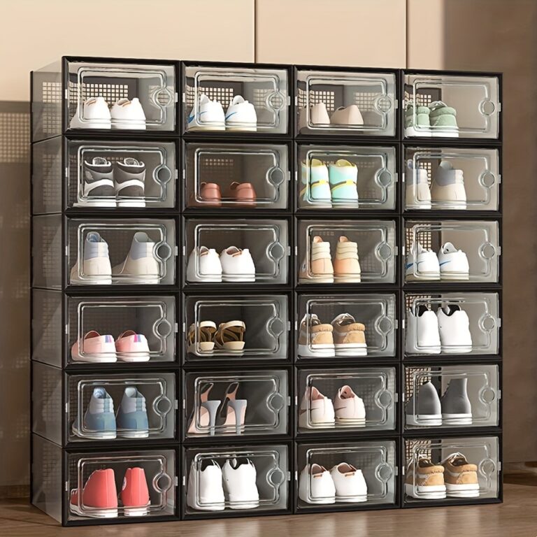 Transparent Stackable Shoe Boxes Foldable Plastic Storage Organizer ...