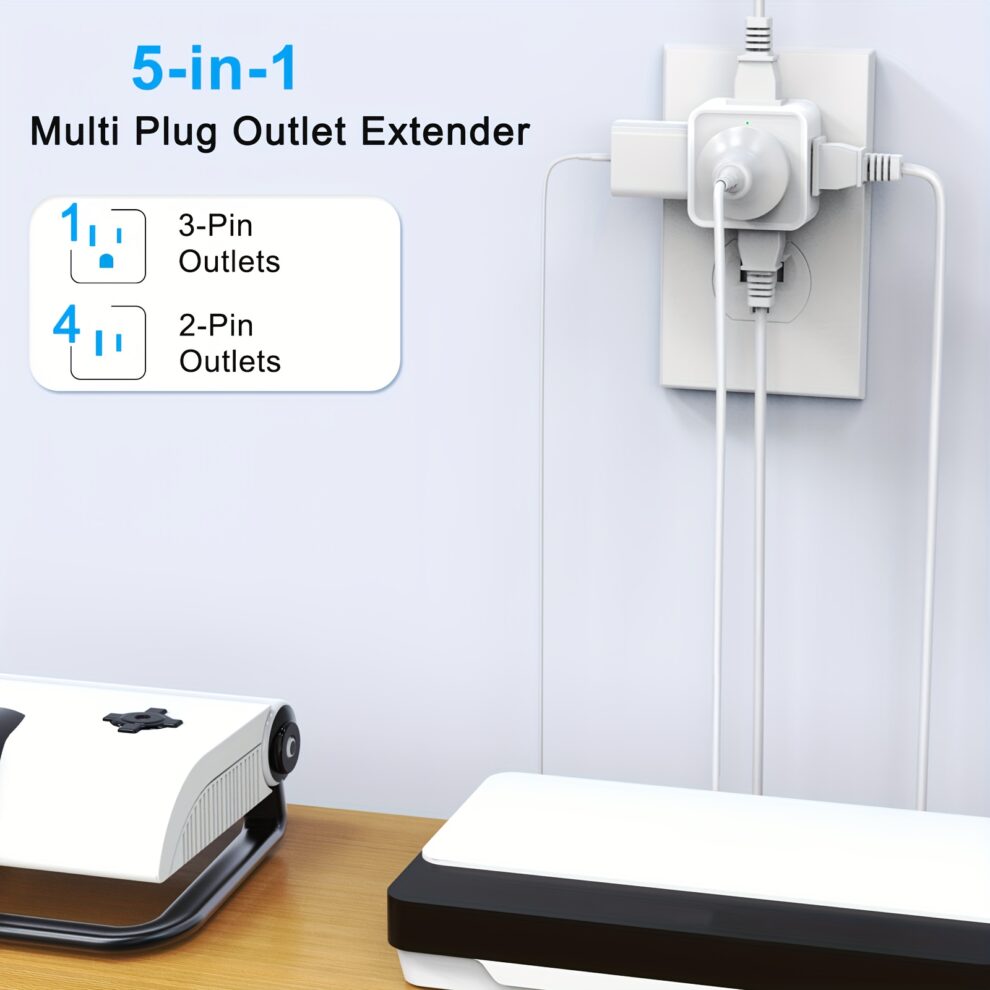 5way Multi Plug Outlet Adapter Travel Home Office Essentials - Free ...