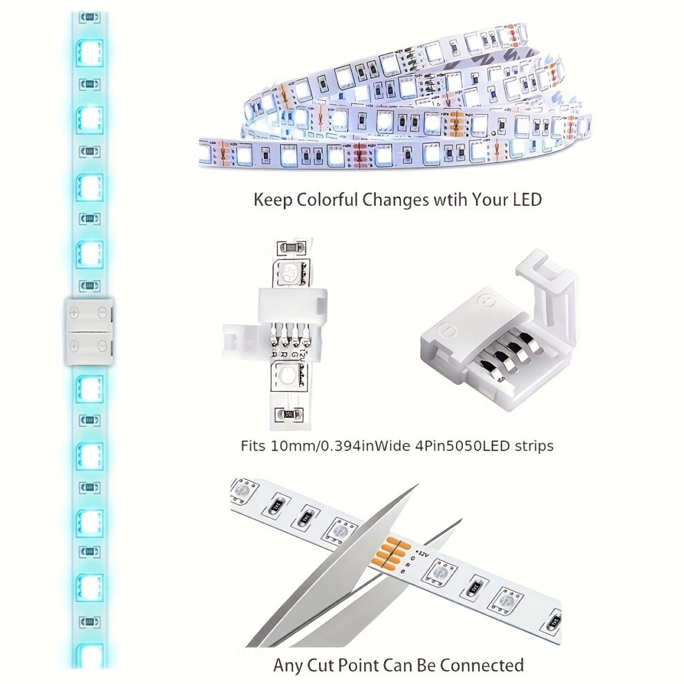 92pcs Rgb Led Light Strip Connector Kit 4pin Txl Shapes - Free Shipping Worldwide