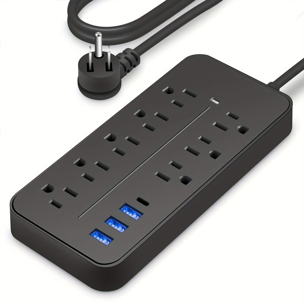 Surge Protector Power Strip With Usbc 8 Outlets 4ft Cord Black - Free ...