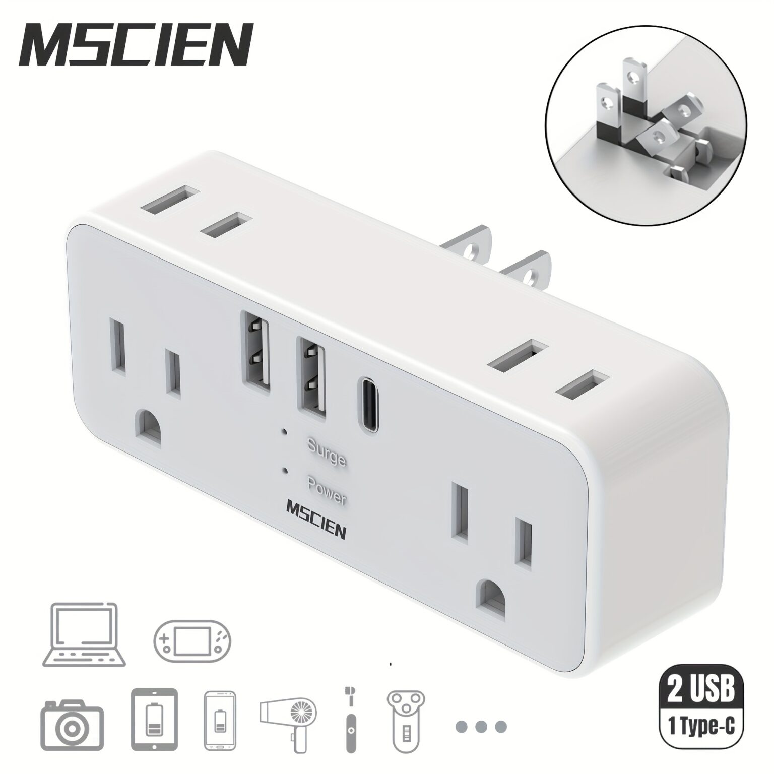 Us Plug Wall Socket 2 Usb 1 Typec Surge Protected - Free Shipping Worldwide