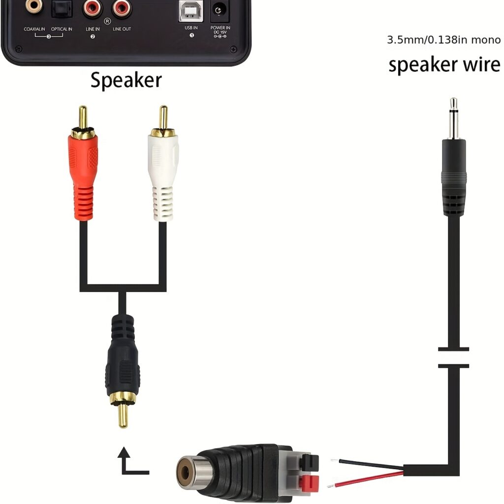 Rca Speaker Wire To Audio Male Jack Cable Adapter - Free Shipping Worldwide