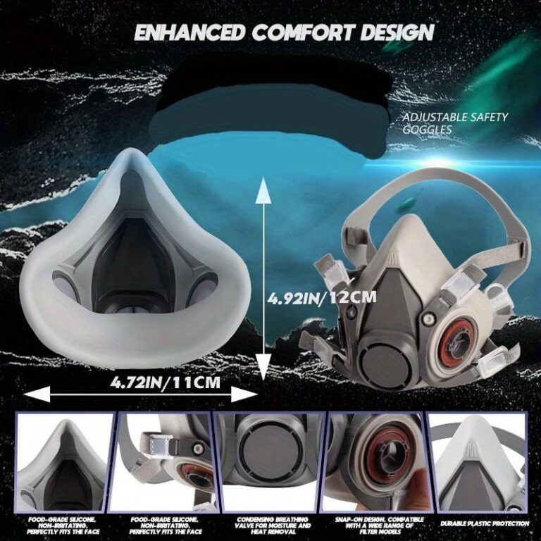 Reusable Half Face Respirator Mask With Safety Glasses For Work ...