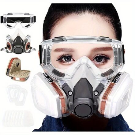 Durable Reusable Respirator Mask With Safety Glasses Dust Chemical ...