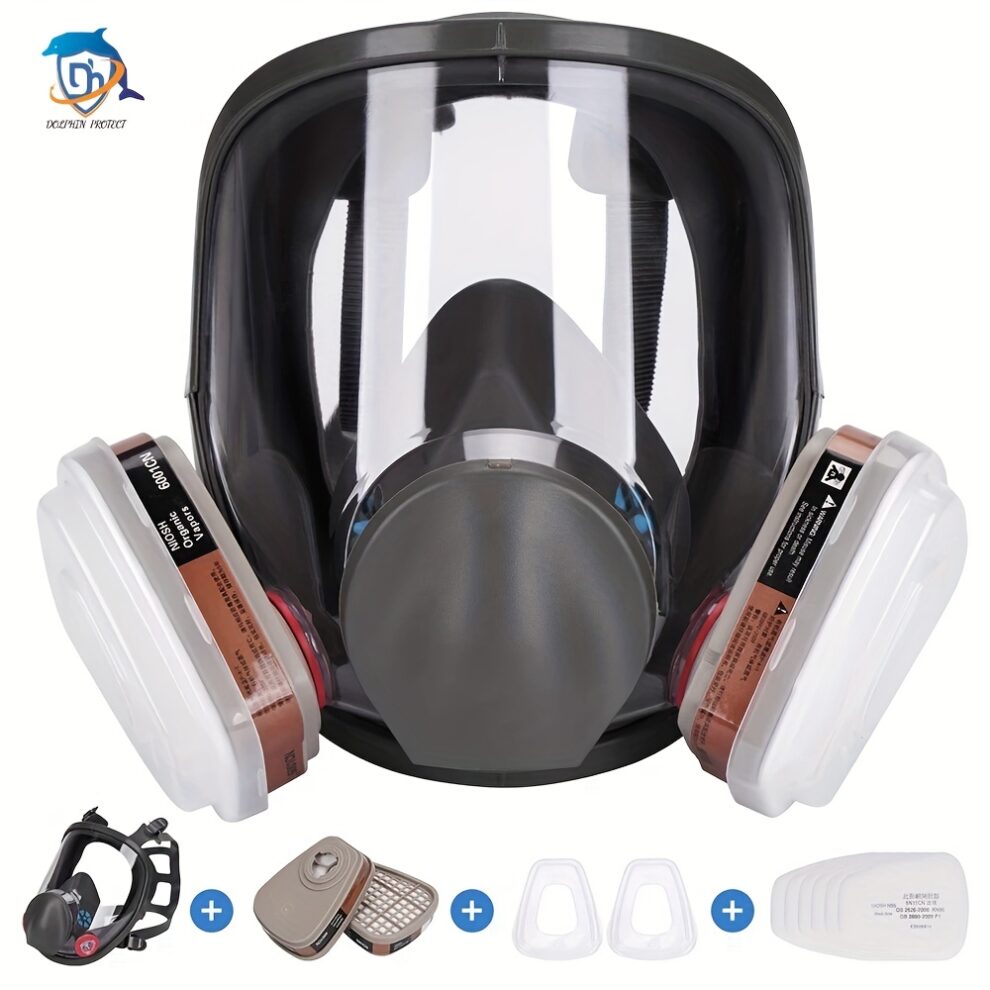 Reusable Full Face Respirator Mask With 25 Filters For Painting Dust ...