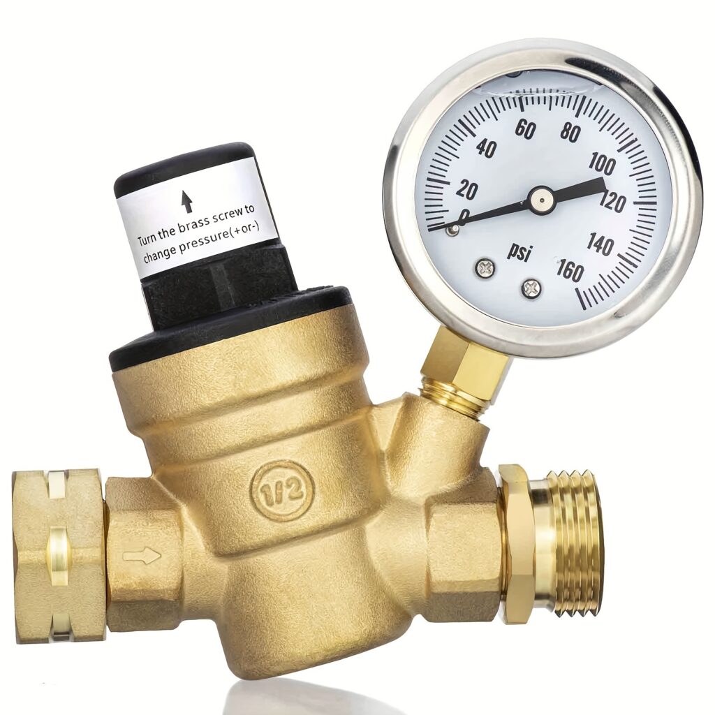 Adjustable Rv Water Pressure Regulator With Gauge High Flow Brass Valve ...