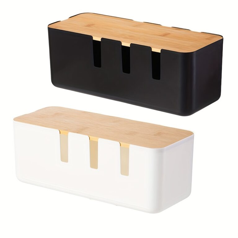 Ecofriendly Cable Management Box With Wooden Lid 7 Holes Tidy Desk ...