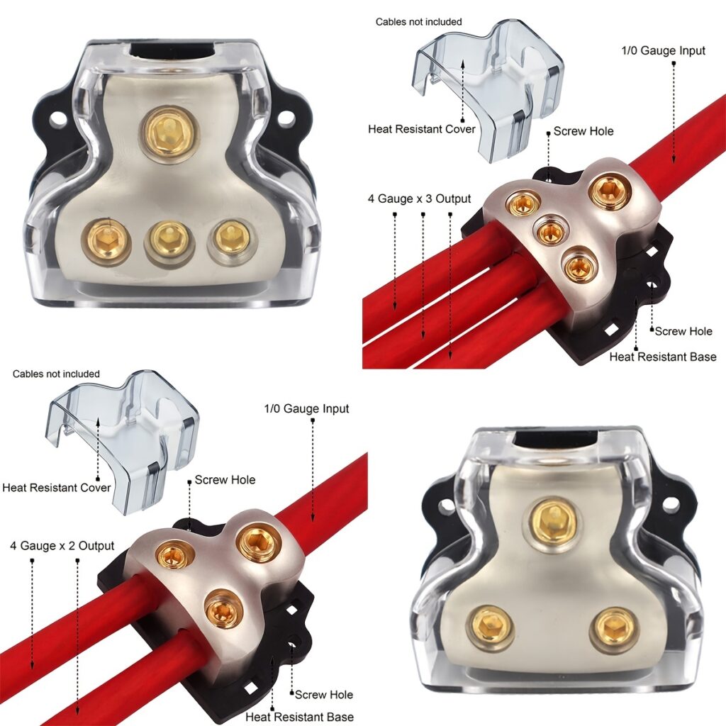 10 To 4 Awg Car Audio Power Distribution Block - Free Shipping Worldwide