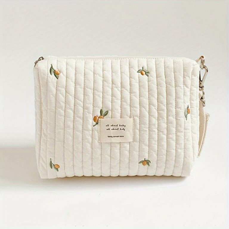 Portable Cotton Diaper Bag With Zipper Embroidery Nappy Caddy Organizer ...