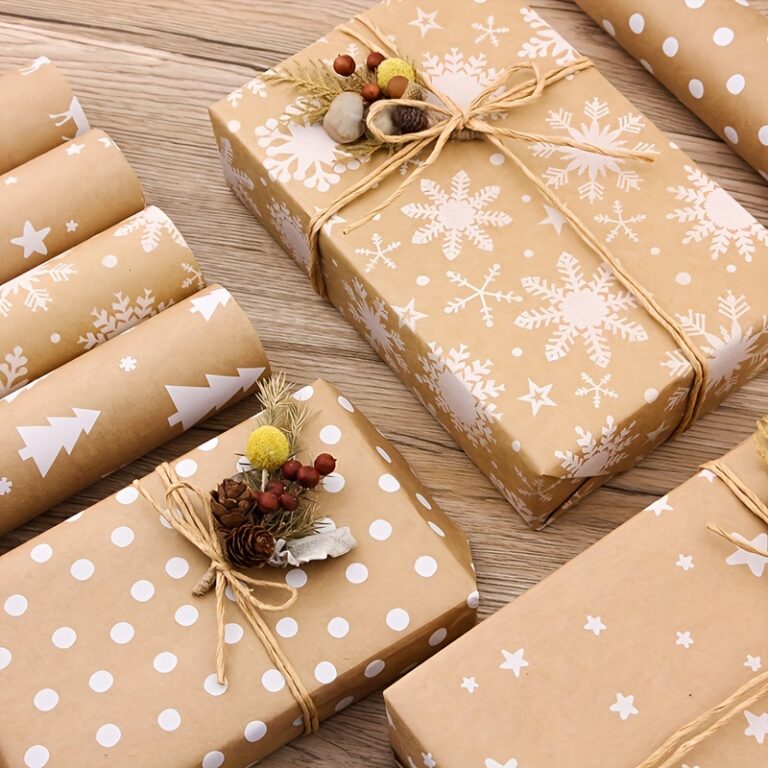 Ecofriendly Christmas Wrapping Paper Gift Tags Set 5 Designs Kraft ...