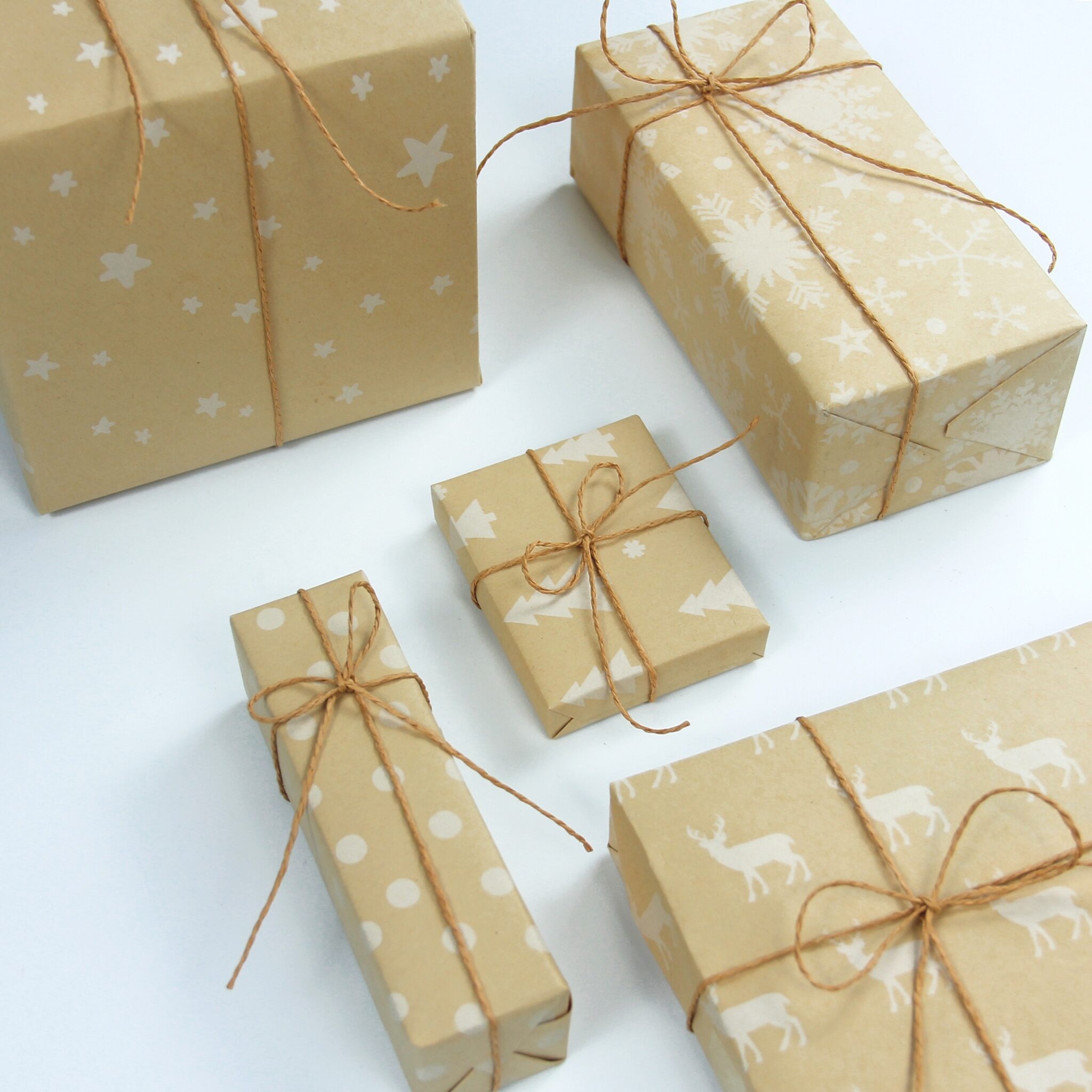 Ecofriendly Christmas Wrapping Paper Gift Tags Set 5 Designs Kraft ...