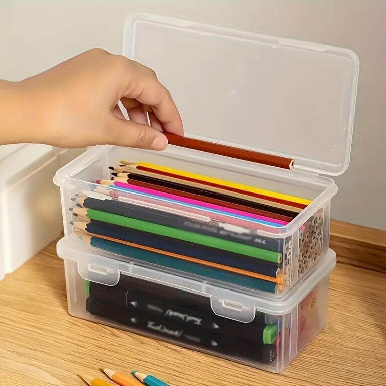 Clear Stackable Plastic Storage Box Durable Office Organizer Easy ...