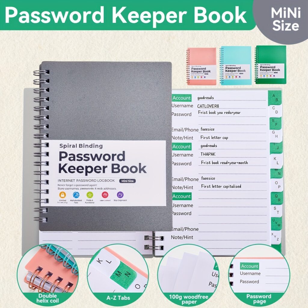 Compact Alphabetical Password Keeper Journal Mini Password Logbook For ...